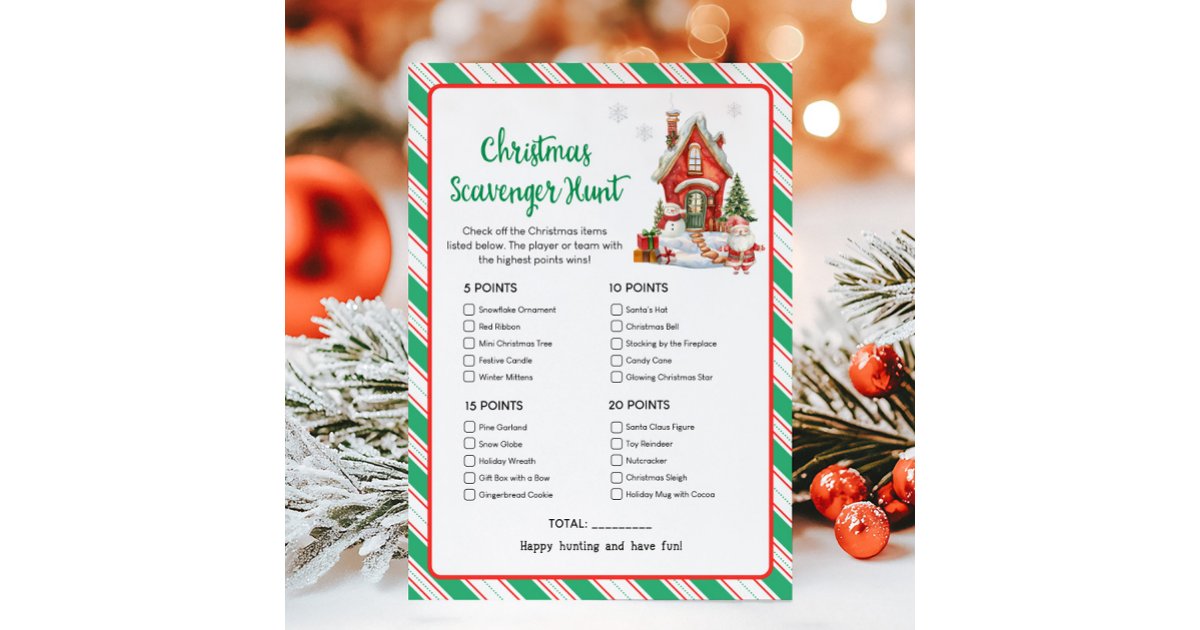 Holiday Christmas Party Scavenger Hunt Game | Zazzle