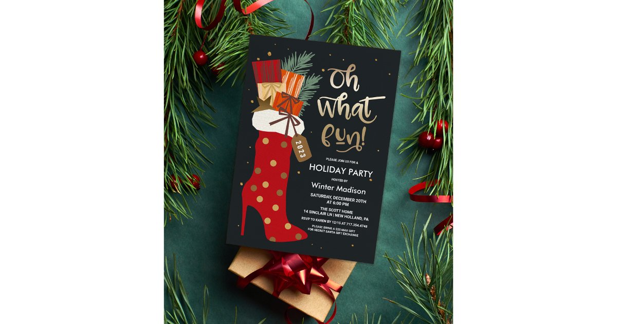 Holiday Christmas Stiletto Boots Invitation | Zazzle