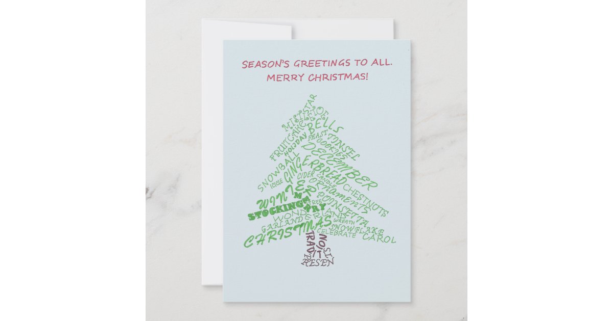 Holiday Christmas Tree Calligram Card | Zazzle