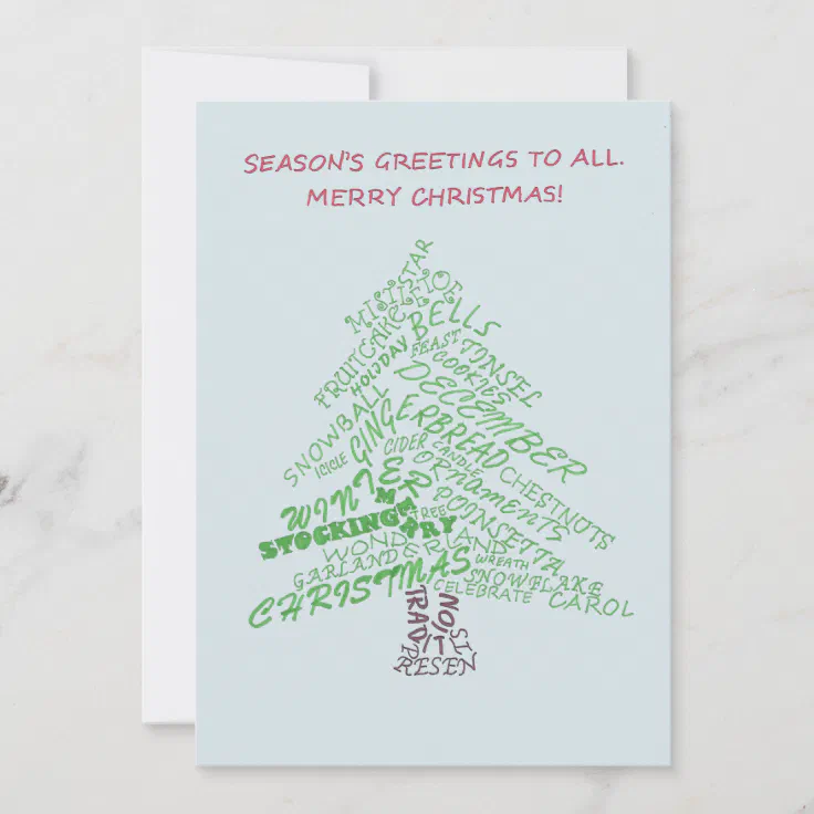 Holiday Christmas Tree Calligram Card | Zazzle