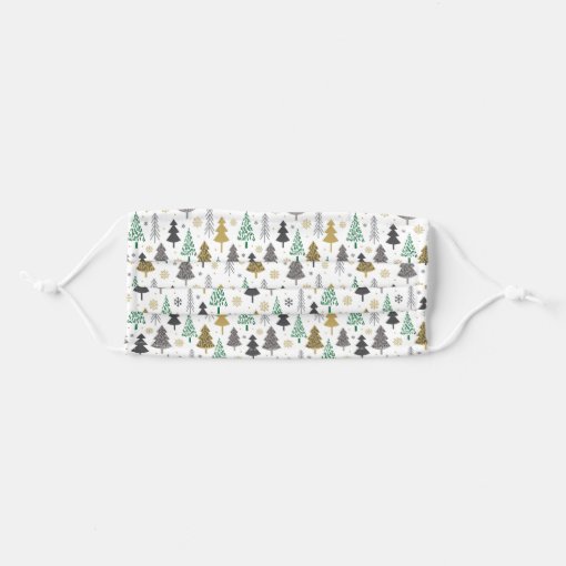 Holiday Christmas Tree Snowflake Winter Pattern, Adult Cloth Face Mask ...