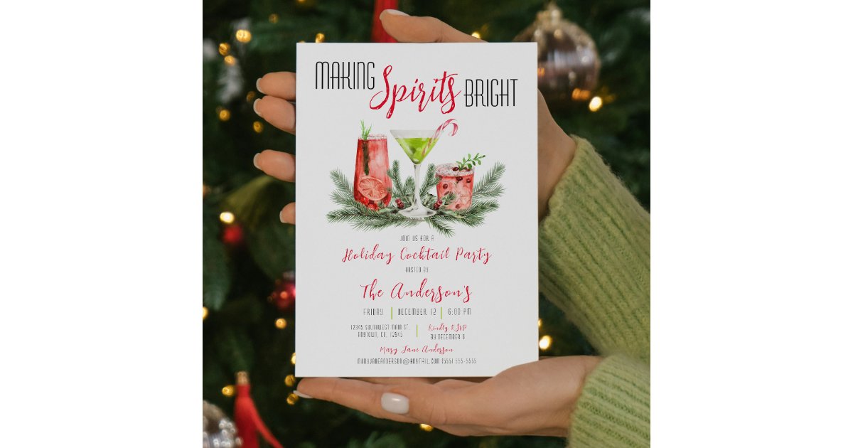 Holiday Cocktail Party Making Spirits Bright Invitation | Zazzle