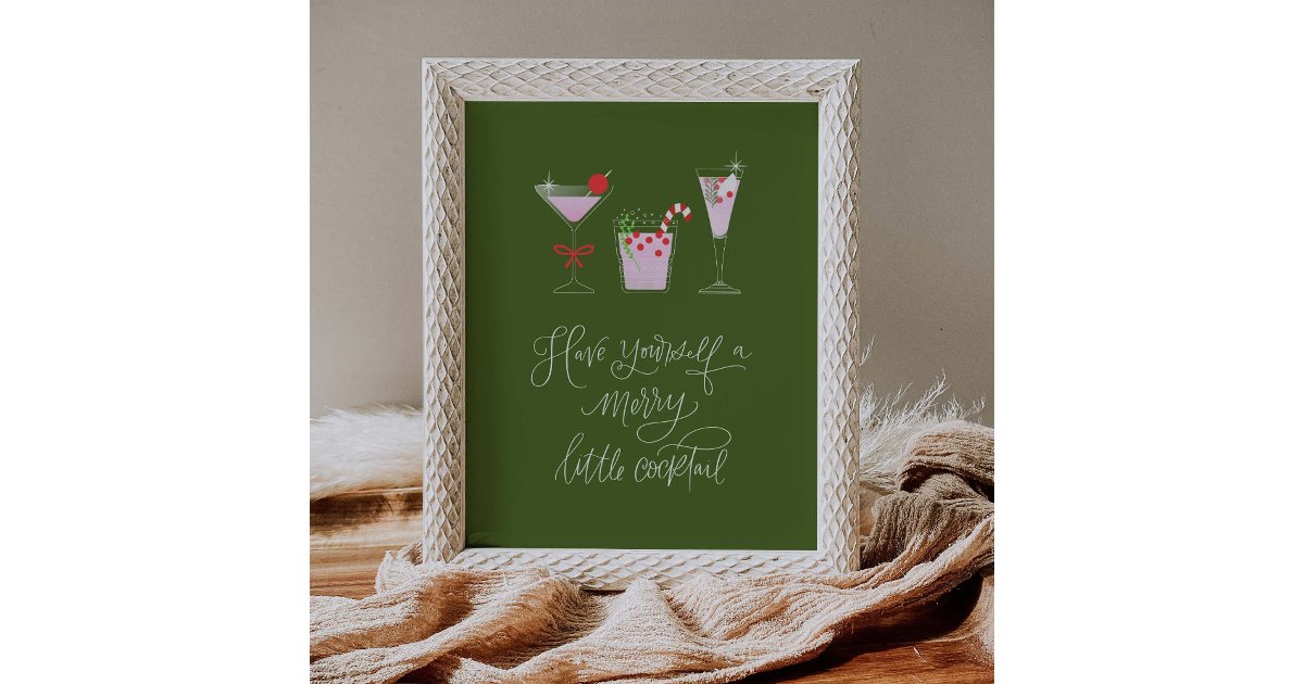 Holiday Cocktail Party Sign Christmas Bar Poster | Zazzle