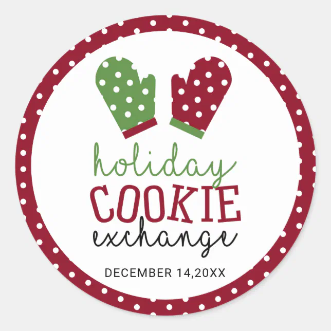 Holiday Cookie Exchange Party Christmas Oven Mitts Classic Round ...