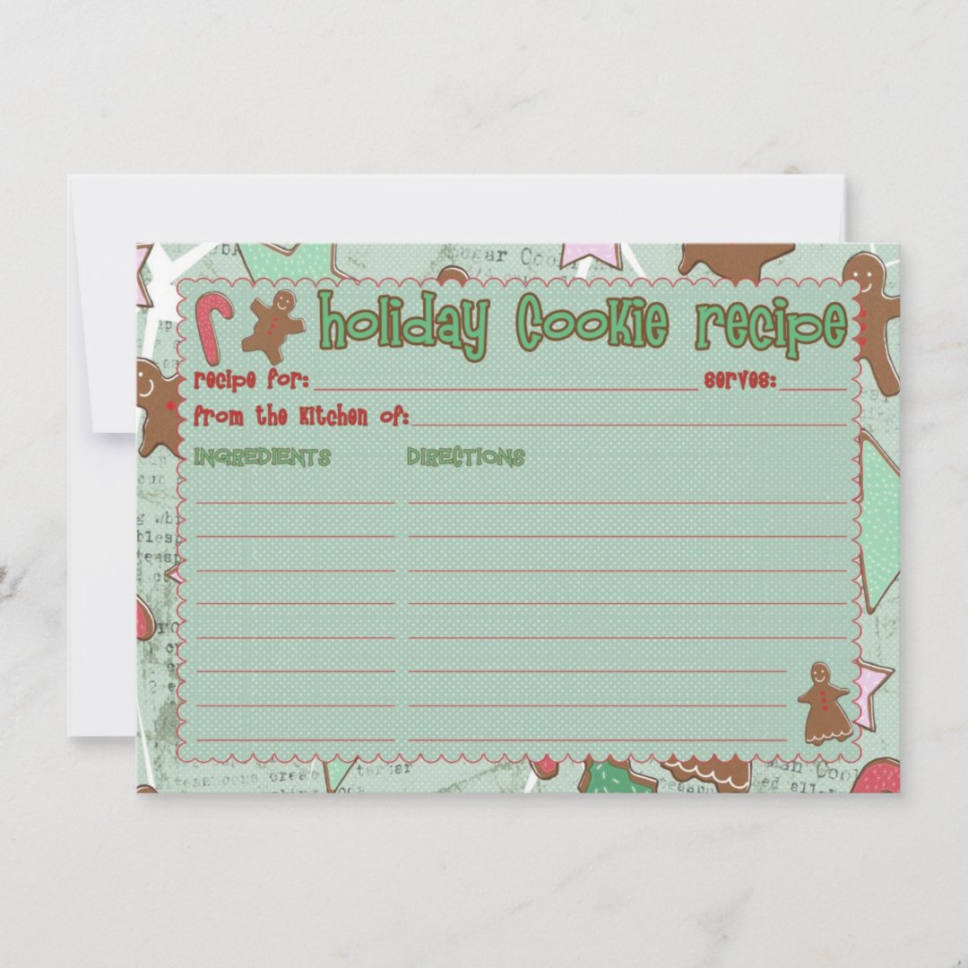 Holiday Cookie Recipe Card | Zazzle