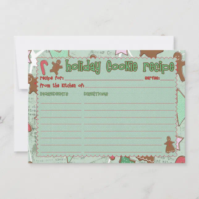 Holiday Cookie Recipe Card | Zazzle