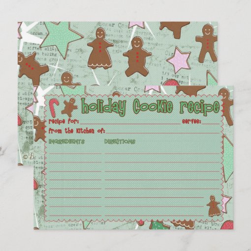 Holiday Cookie Recipe Card | Zazzle