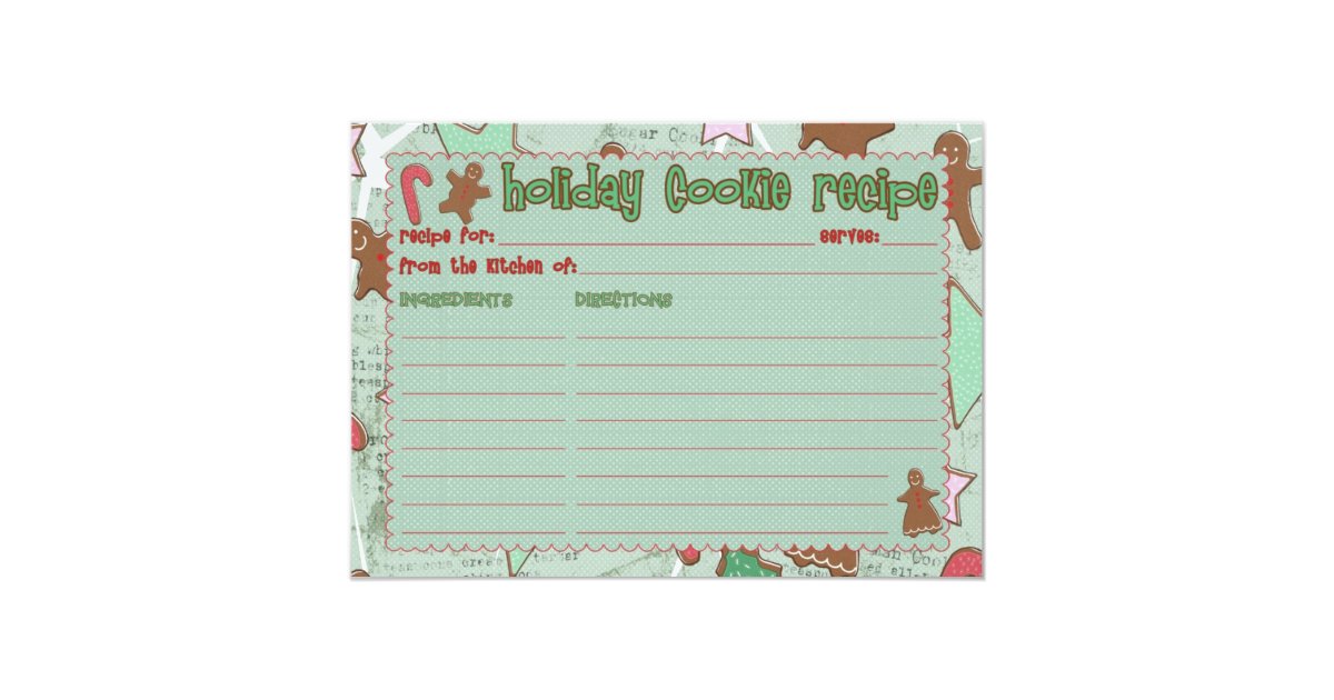 Holiday Cookie Recipe Card | Zazzle.com