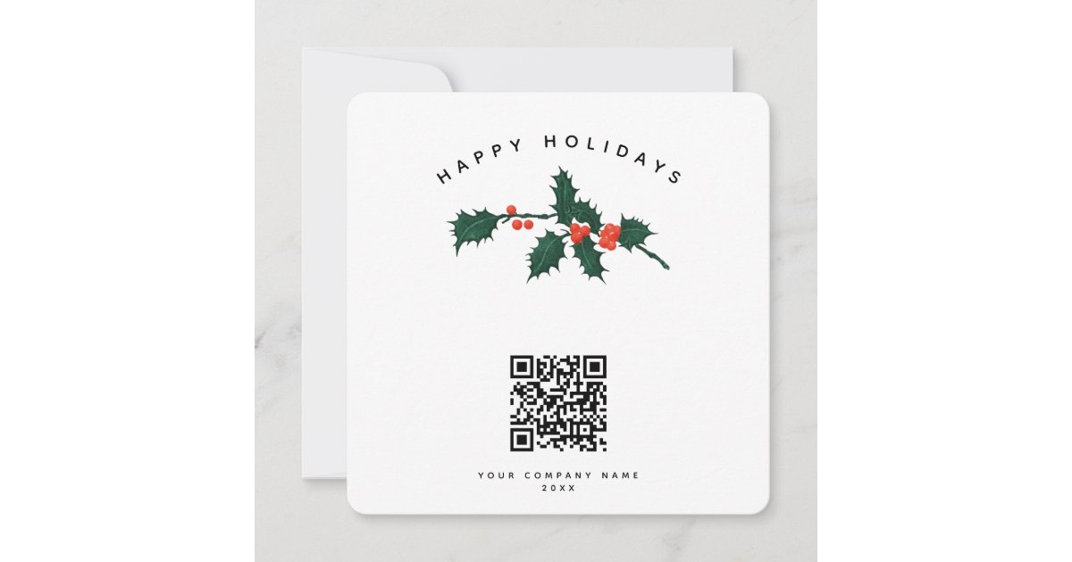 Holiday Corporate Business QR Code Christmas Card | Zazzle