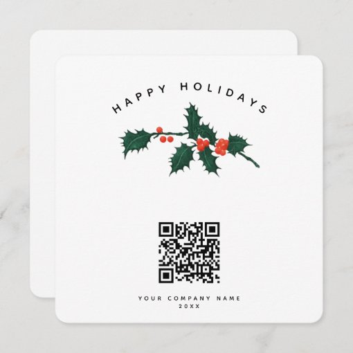 Holiday Corporate Business QR Code Christmas Card | Zazzle