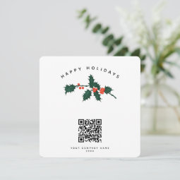 Holiday Corporate Business QR Code Christmas Card | Zazzle