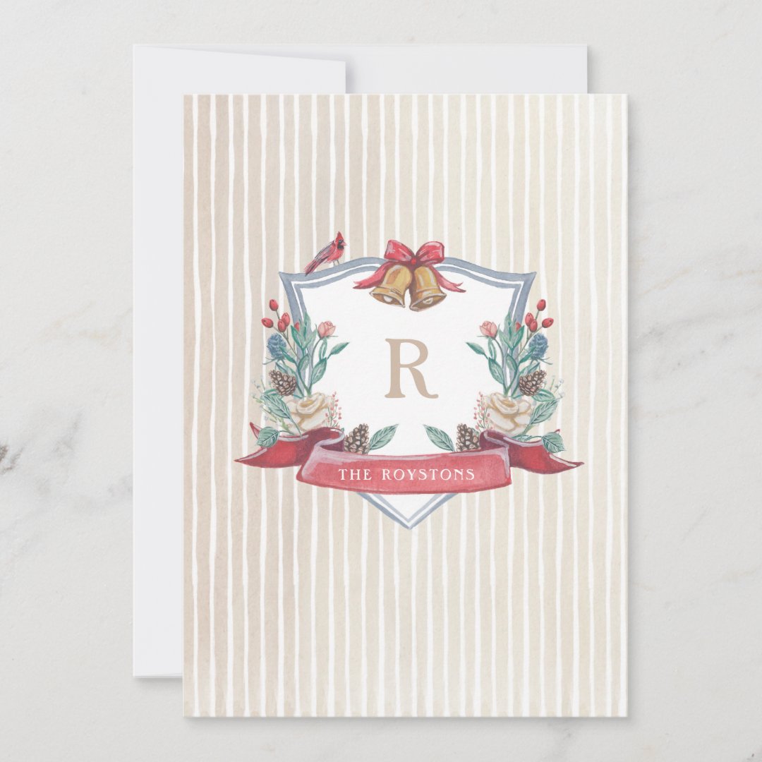 Holiday Crest - Family Monogram - Christmas Card | Zazzle