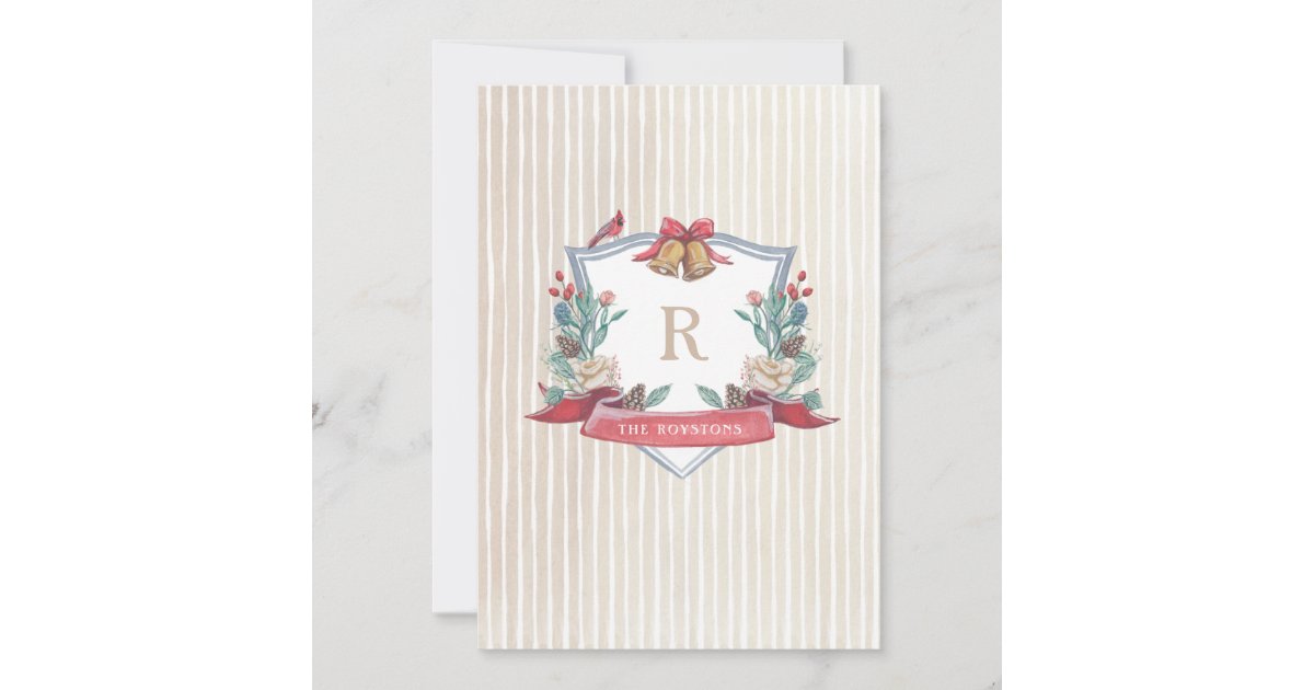 Holiday Crest - Family Monogram - Christmas Card | Zazzle