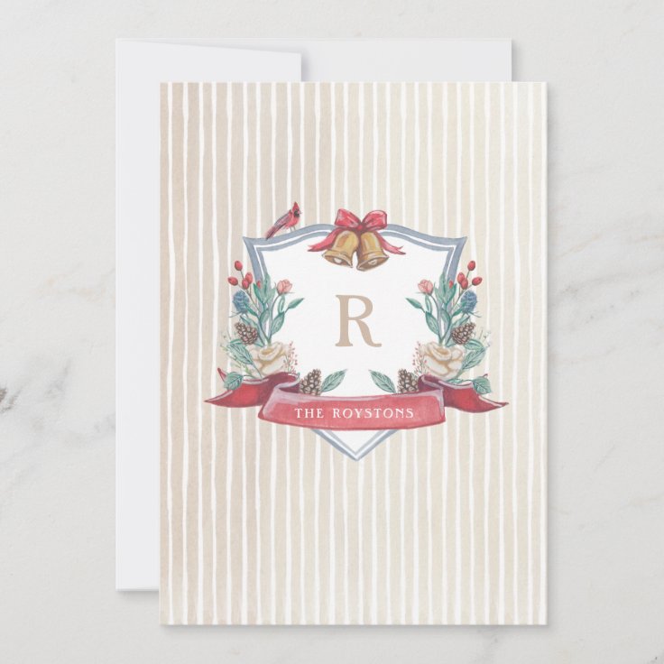 Holiday Crest - Family Monogram - Christmas Card | Zazzle