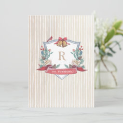 Holiday Crest - Family Monogram - Christmas Card | Zazzle