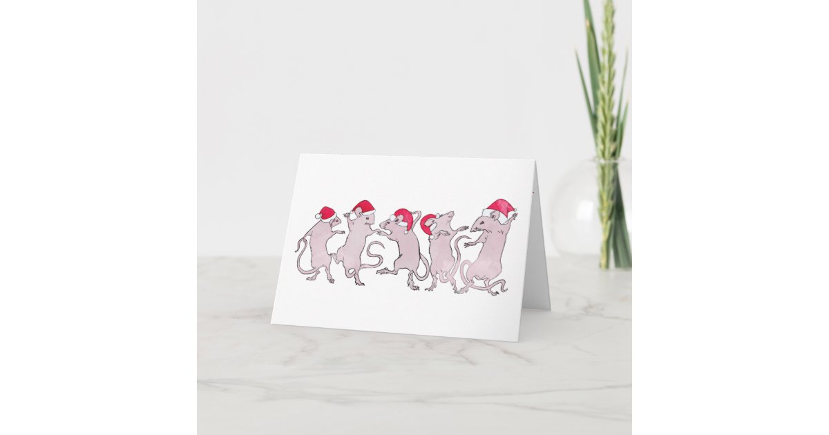 Holiday Dancing Rats Card | Zazzle