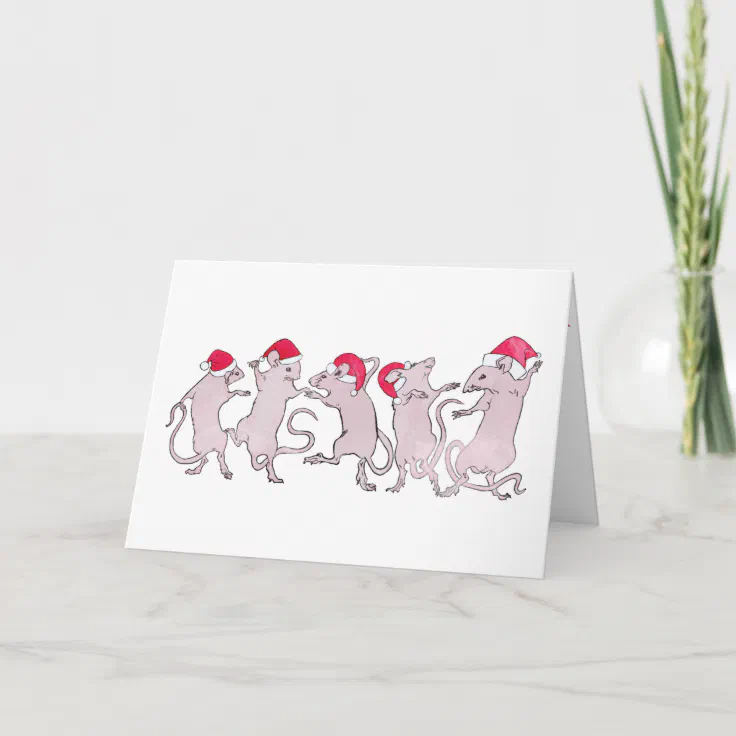 Holiday Dancing Rats Card | Zazzle