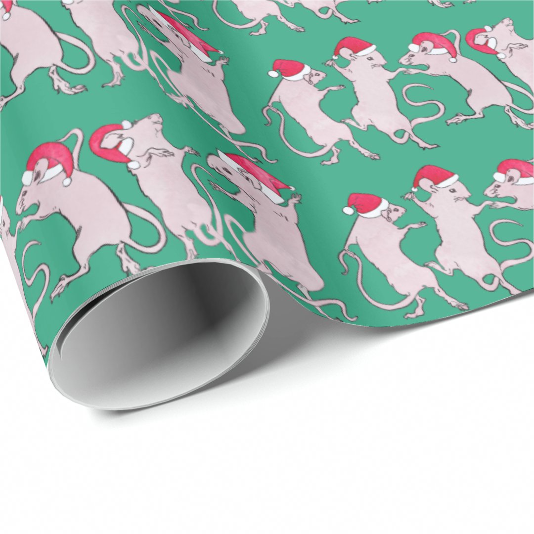 Holiday Dancing Rats Wrapping Paper | Zazzle