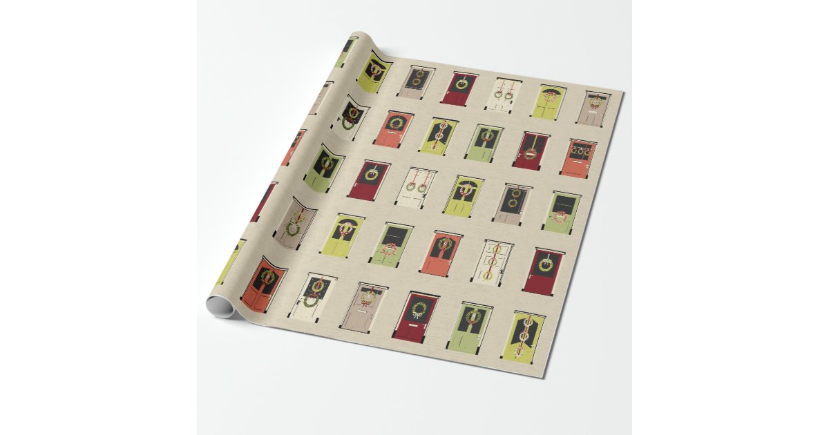 Holiday doors wrapping paper | Zazzle