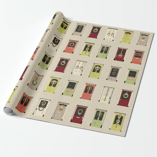 Holiday doors wrapping paper | Zazzle