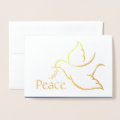 Holiday Dove Elegant Peace Navy Blue Modern Photo Foil Card | Zazzle