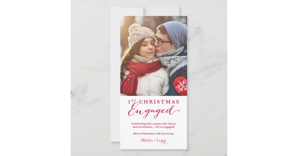 Holiday Engagement Photo Card | Zazzle