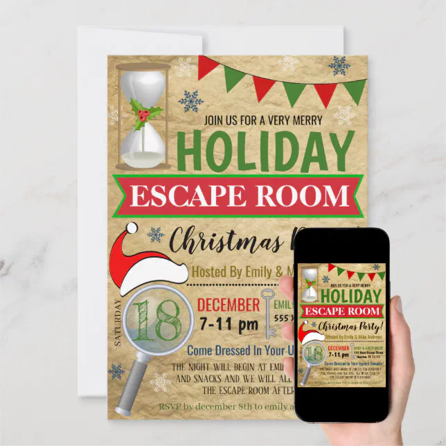 Holiday Escape Room Invitation | Zazzle