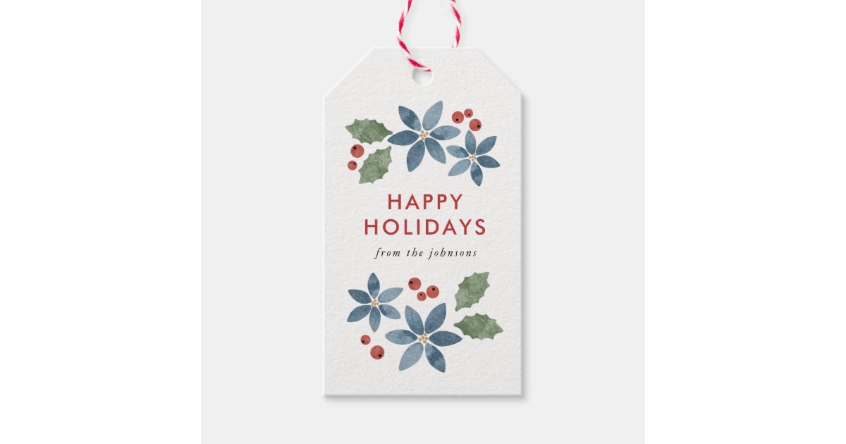 Holiday Floral Gift Tags | Zazzle