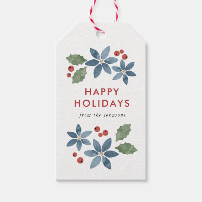 Holiday Floral Gift Tags | Zazzle
