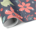 Holiday Floral Pattern Wrapping Paper | Zazzle
