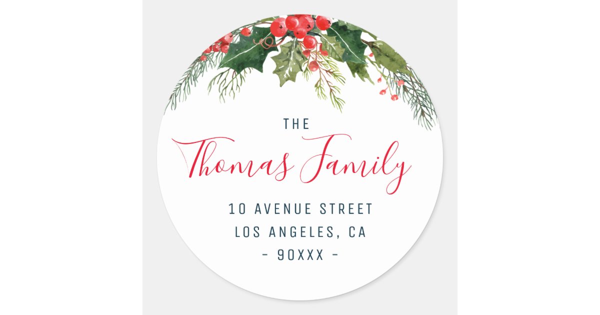 holiday floral return address sticker | Zazzle