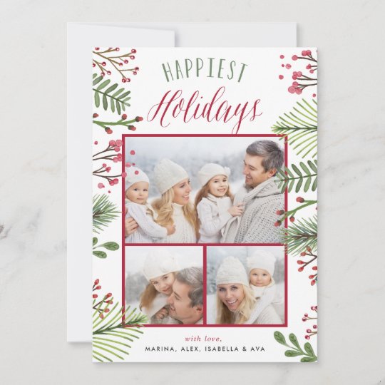 Holiday Foliage | Photo Collage Card | Zazzle.com