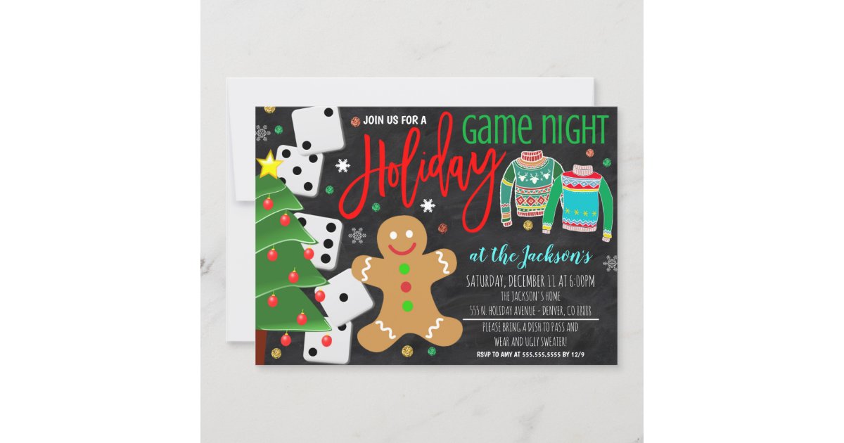 Holiday Game Night Party Invitation | Zazzle