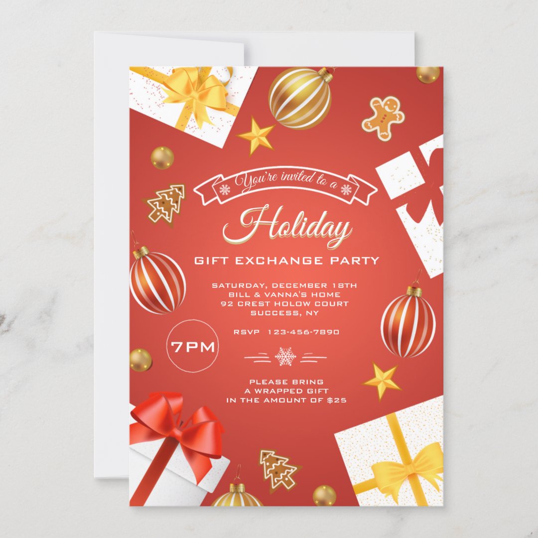 Holiday Gift Exchange Party Invitation | Zazzle