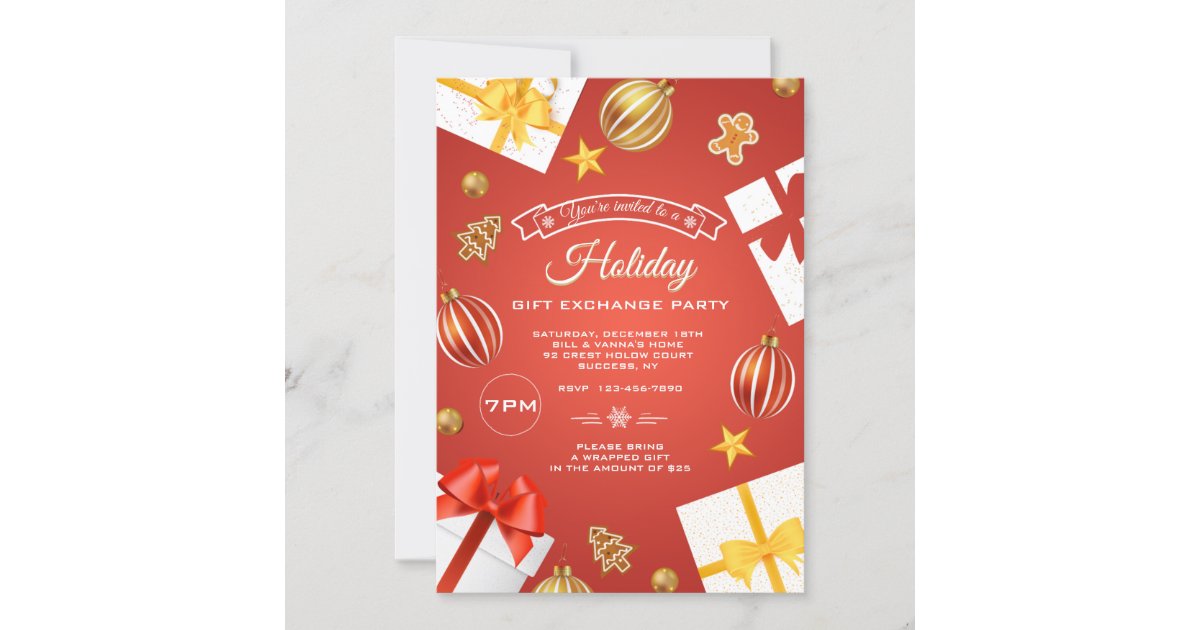 Holiday Gift Exchange Party Invitation | Zazzle