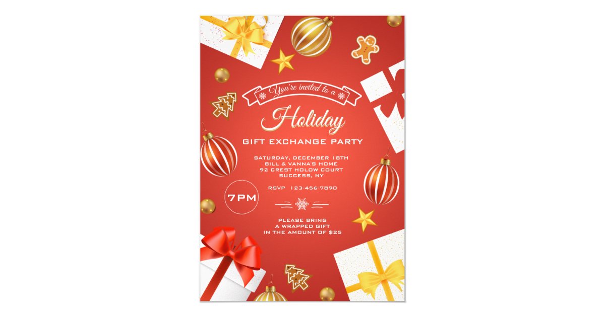 Holiday Gift Exchange Party Invitation | Zazzle.com