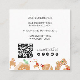 Holiday Gingerbread Bakery QR Code Square Business Card | Zazzle