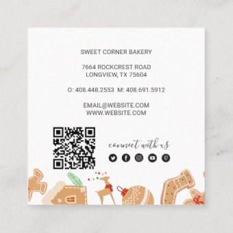 Holiday Gingerbread Bakery QR Code Square Business Card | Zazzle