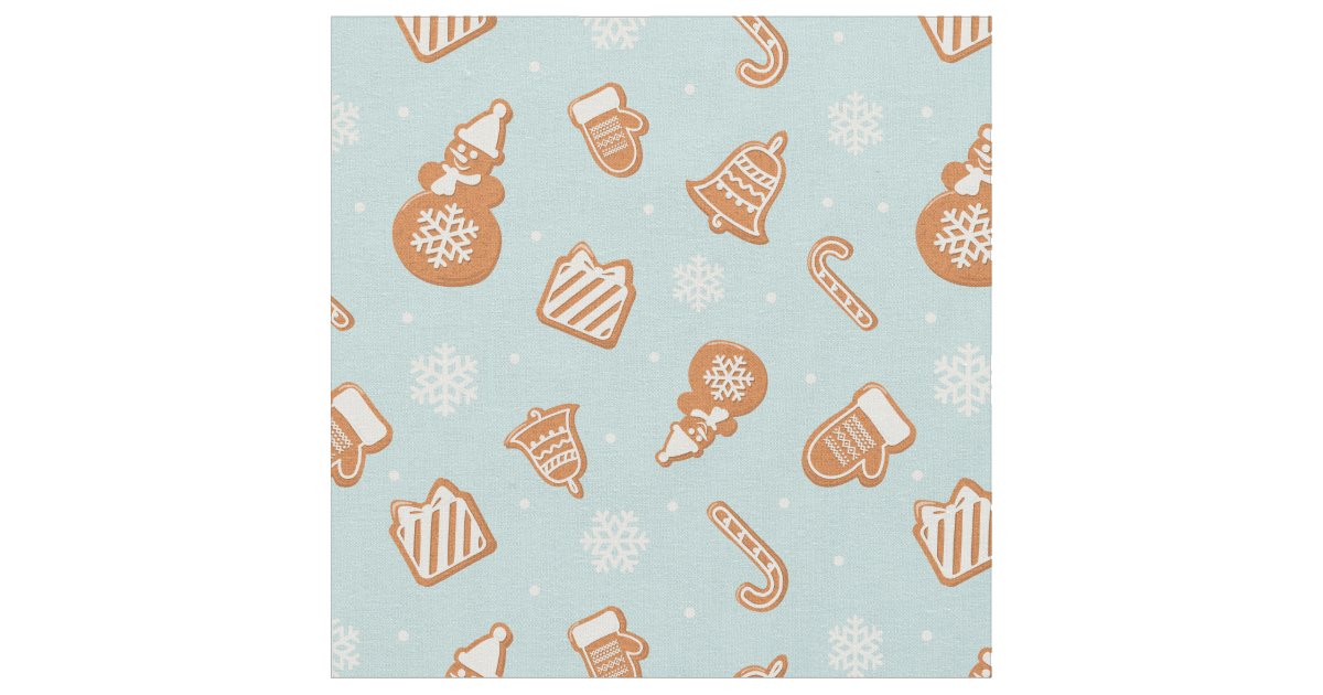 Holiday Gingerbread Cookie Pattern Fabric | Zazzle