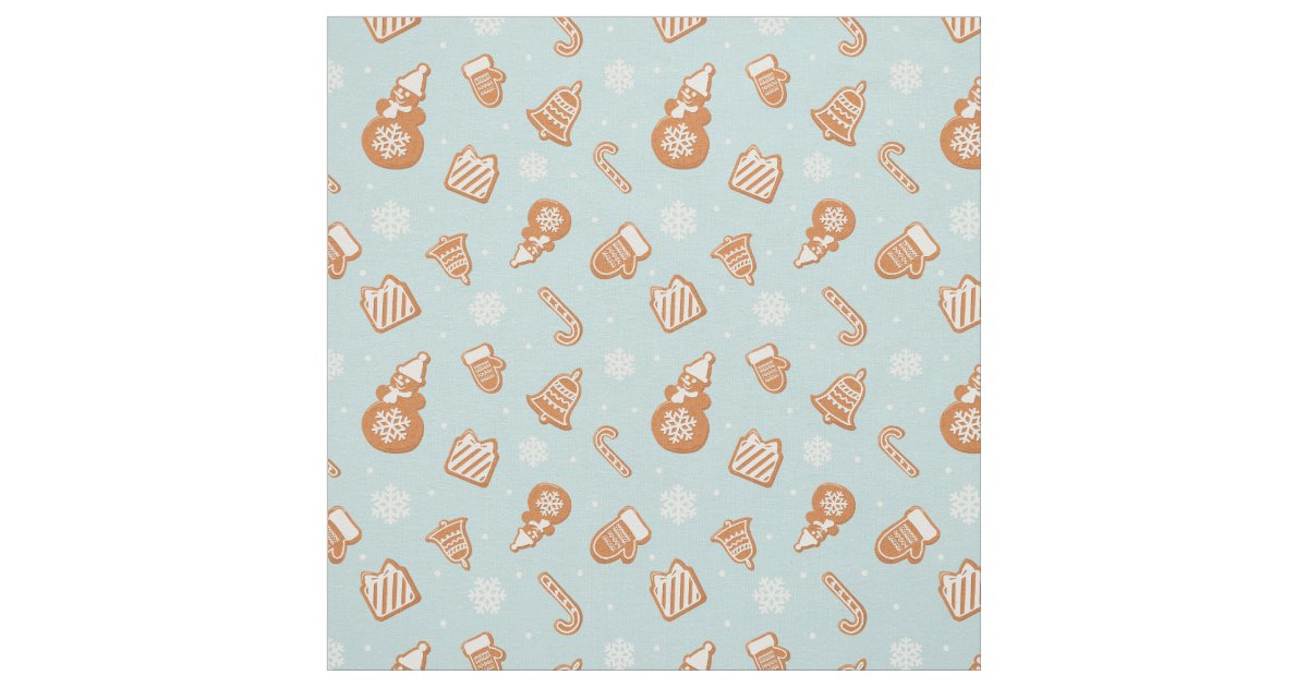 Holiday Gingerbread Cookie Pattern Fabric | Zazzle