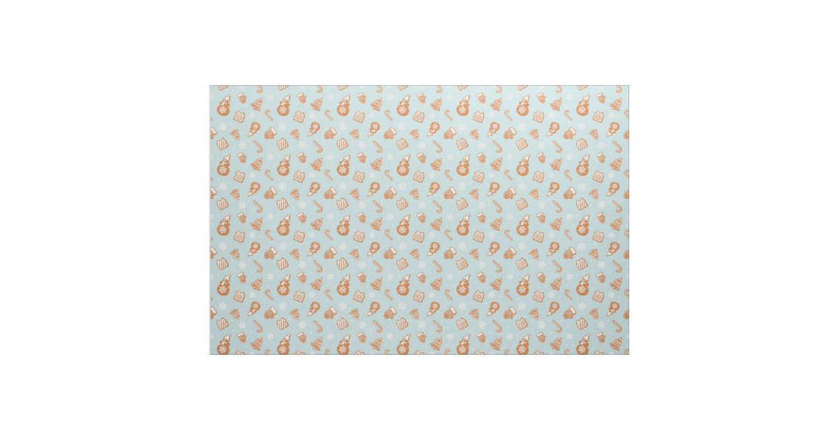 Holiday Gingerbread Cookie Pattern Fabric | Zazzle