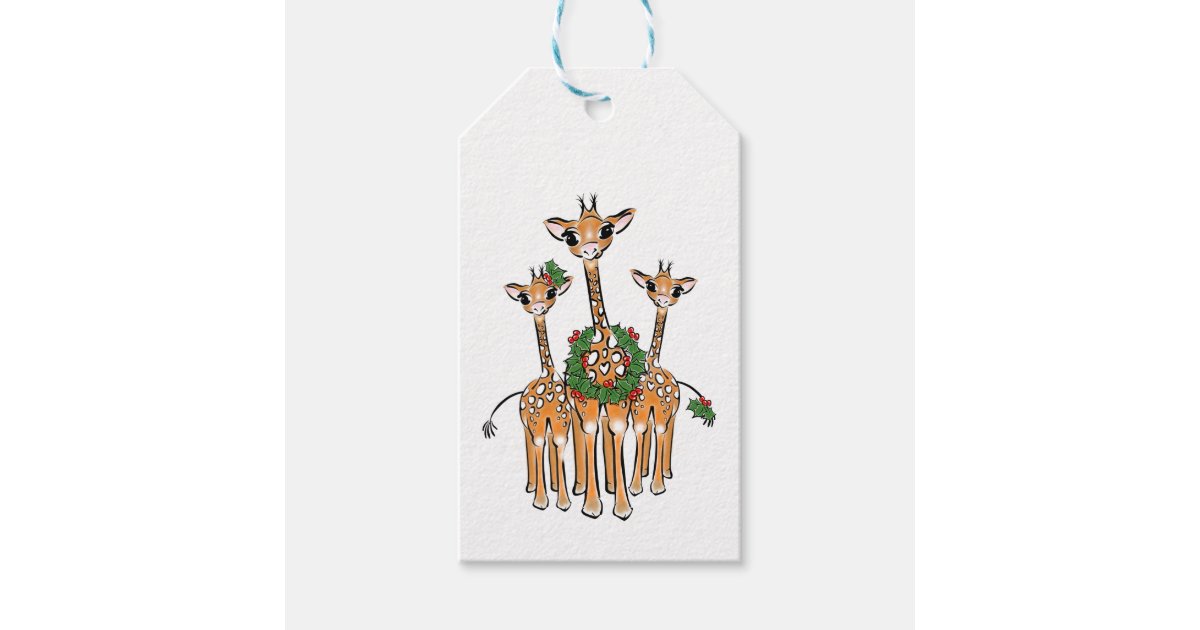 Holiday Giraffe Gift Tags | Zazzle