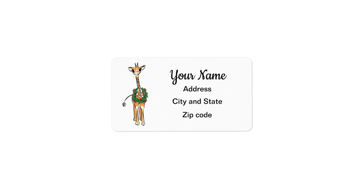 Holiday giraffe label | Zazzle