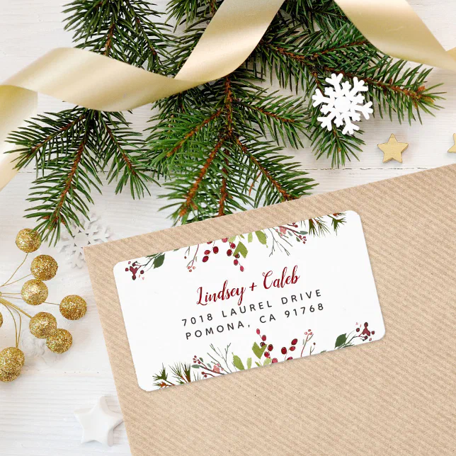 Holiday Greenery Christmas Return Address Label | Zazzle