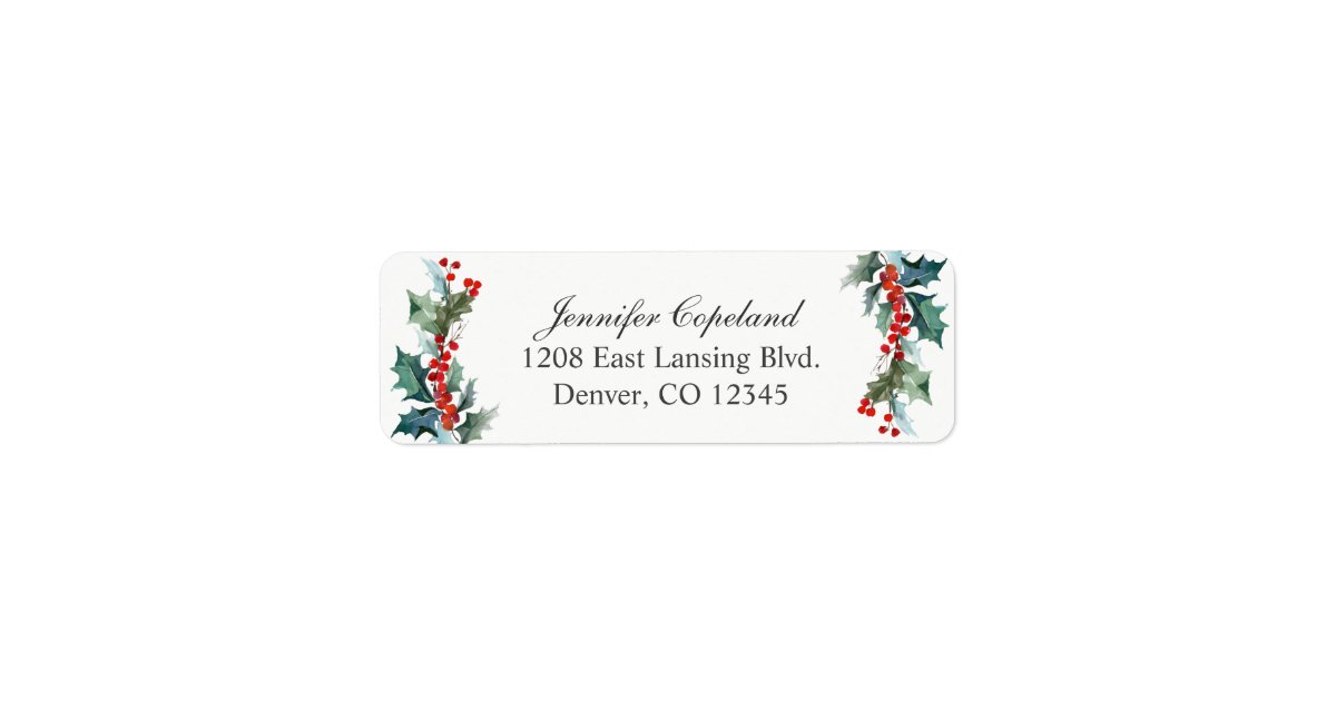 Holiday Greenery Watercolor Botanical Label | Zazzle