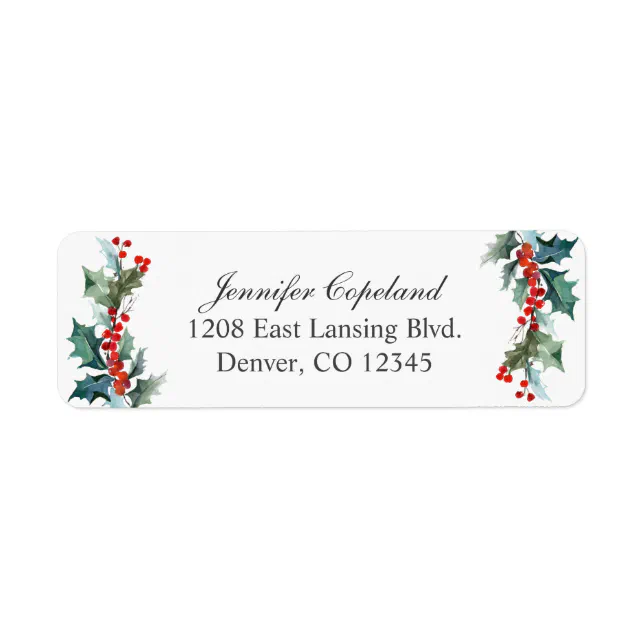 Holiday Greenery Watercolor Botanical Label | Zazzle