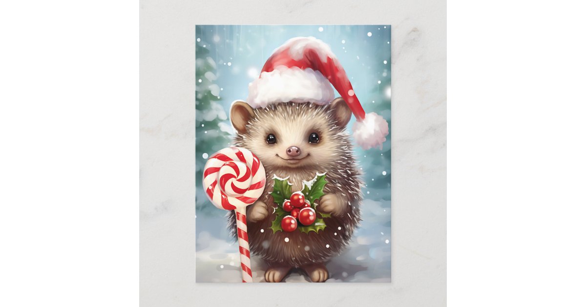 Holiday Hedgehog Postcard | Zazzle