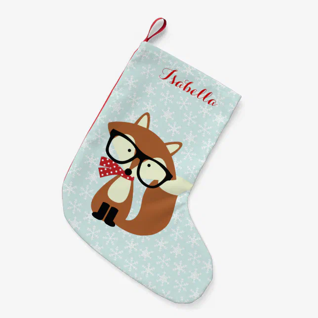 Holiday Hipster Brown Fox Small Christmas Stocking | Zazzle
