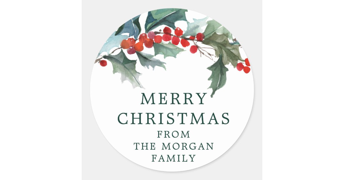 Holiday Holly Christmas Sticker | Zazzle