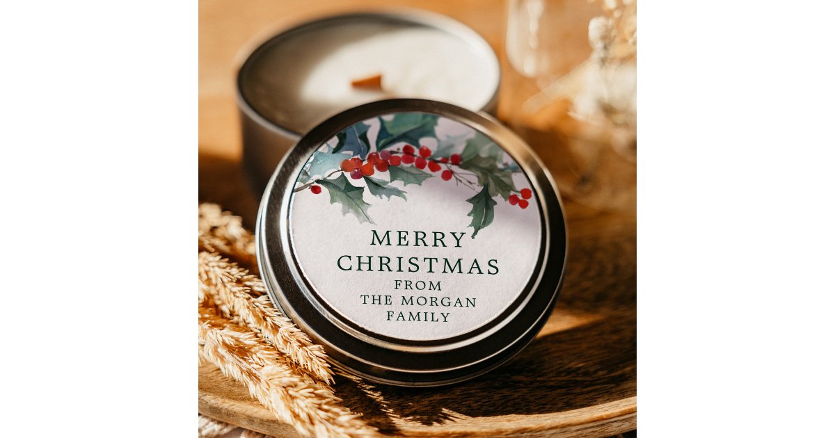 Holiday Holly Christmas Sticker | Zazzle